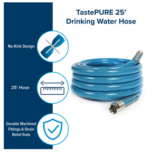 Camco TastePURE 25-Foot Premium Boat and RV Drinking Water Hose, 5/8-I ...